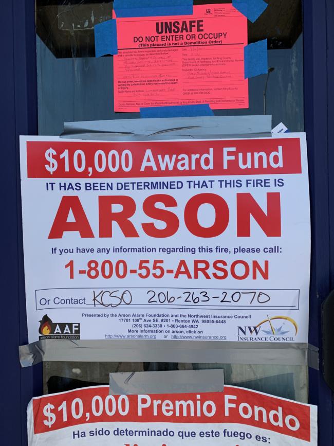 White Center fire ruled as an arson; $10,000 reward offered for ...